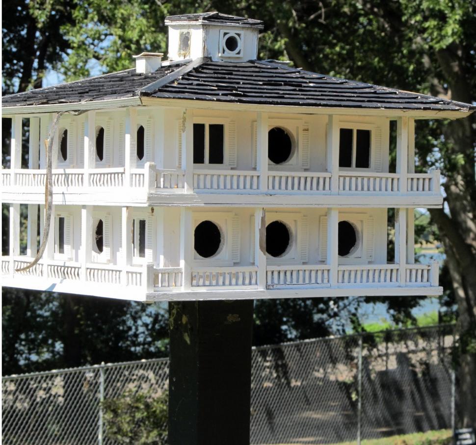 Free Stock Photo of White Bird House on Black Post | Download Free ...