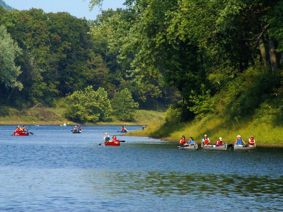 Free Stock Photo of Group of People Canoeing Down River | Download Free ...