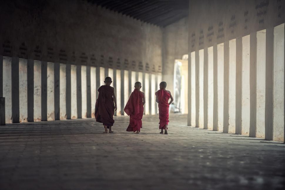 Free Stock Photo of Two Women in Red Robes Walking Down a Hallway ...