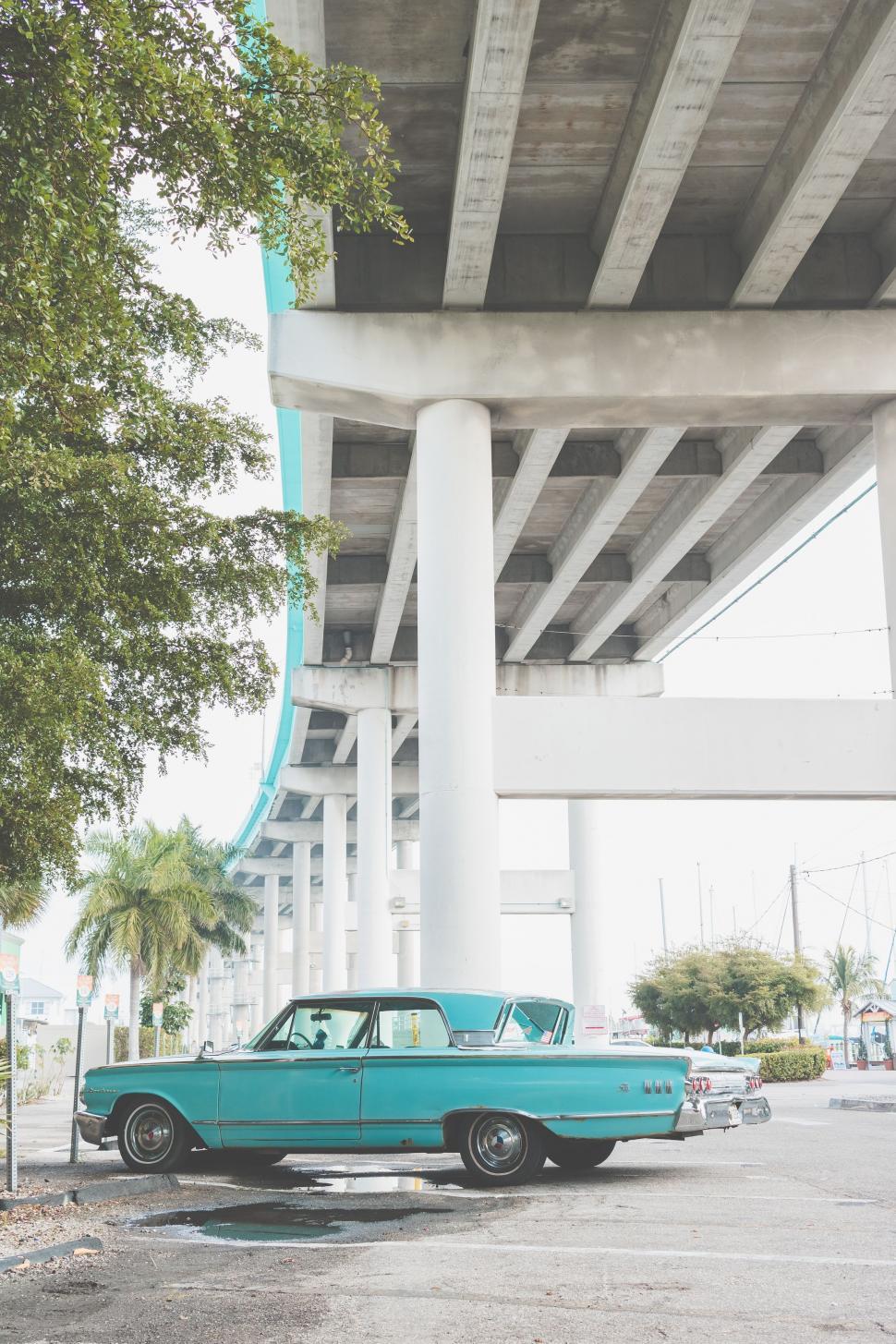 Free Stock Photo of Blue Car Parked Under Bridge | Download Free Images ...