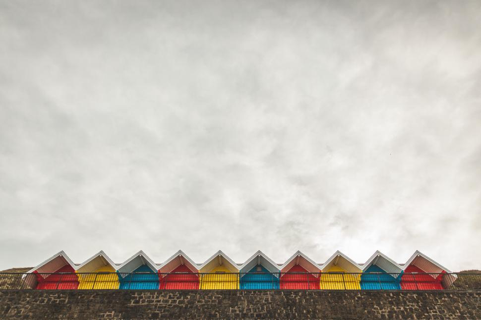 Free Stock Photo of Colorful Umbrellas on Brick Wall | Download Free ...