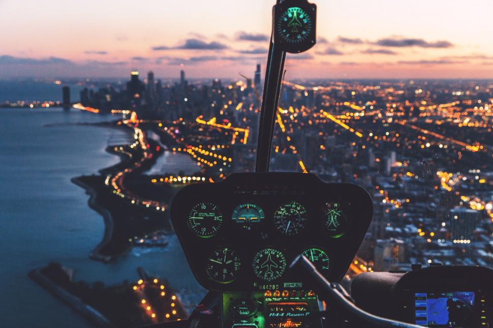 Free Stock Photo of Nighttime Cityscape View From Helicopter | Download ...