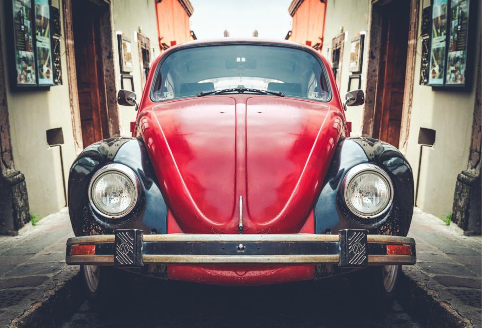 Free Stock Photo of Red Car Parked in Front of Building | Download Free ...