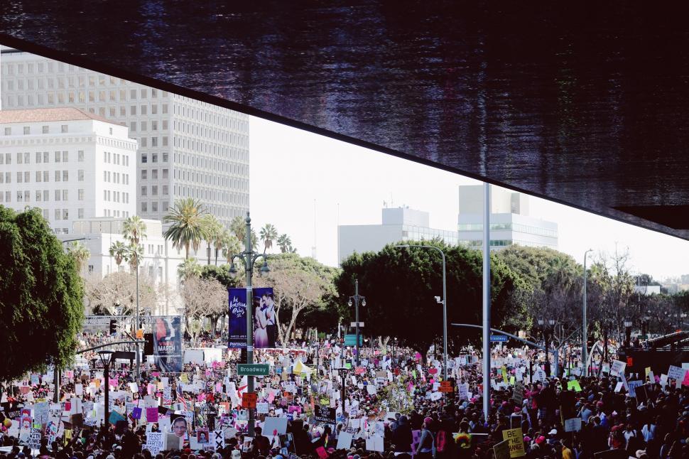 Free Stock Photo of Large Crowd of People Standing Under a Bridge ...