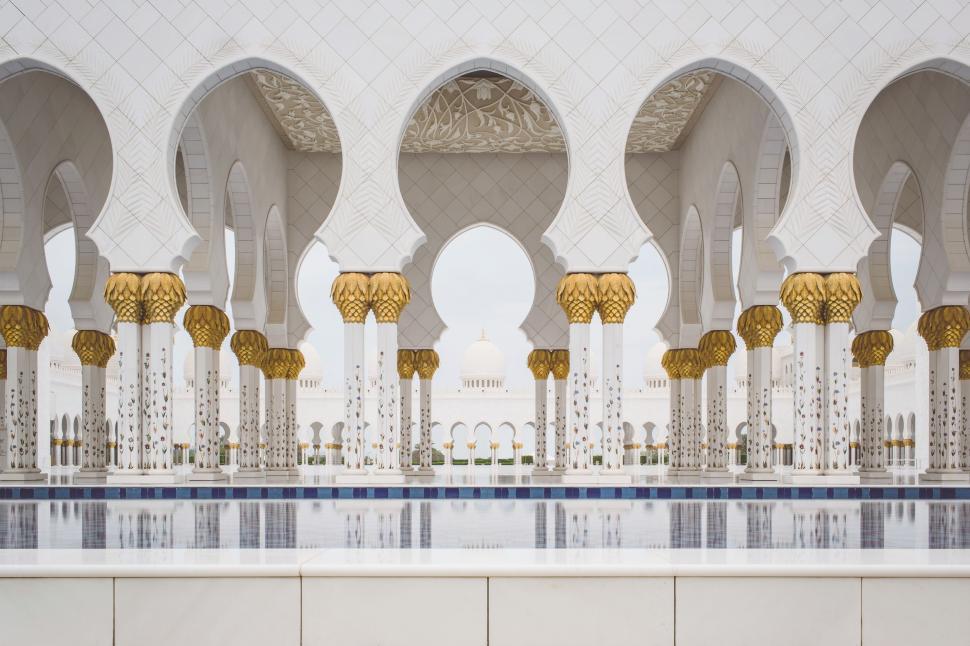 Free Stock Photo of White and Gold Building With Arches and Pillars ...