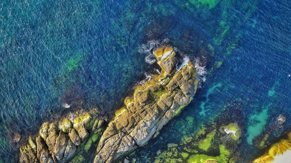 Free Stock Photo of Aerial View of Ocean and Rocks | Download Free ...