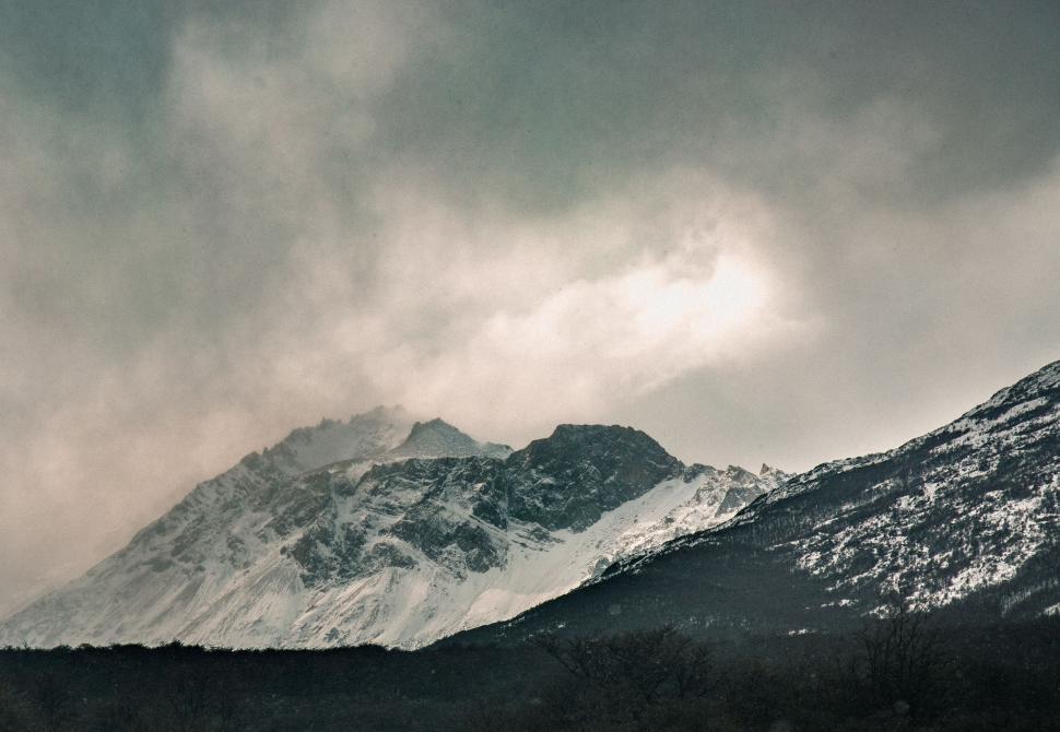 Free Stock Photo of Snow-Covered Mountain Under Cloudy Sky | Download ...