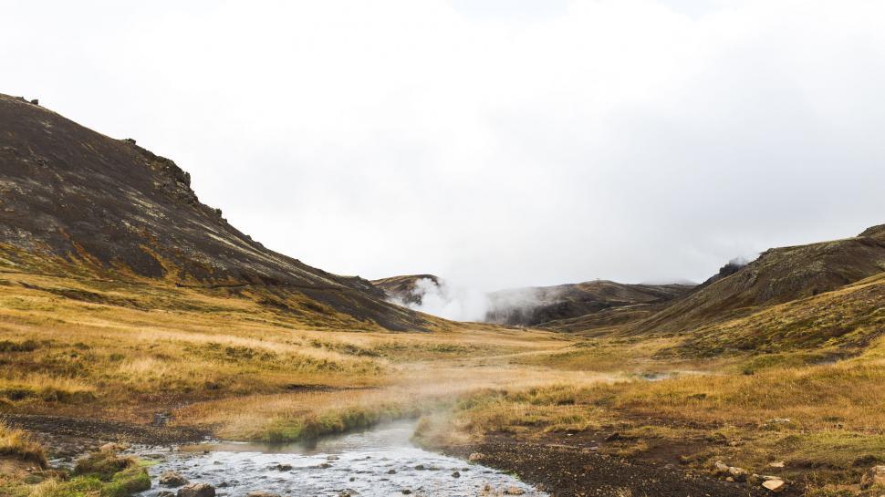 Free Stock Photo of Stream of Water Running Through Dry Grass Field ...