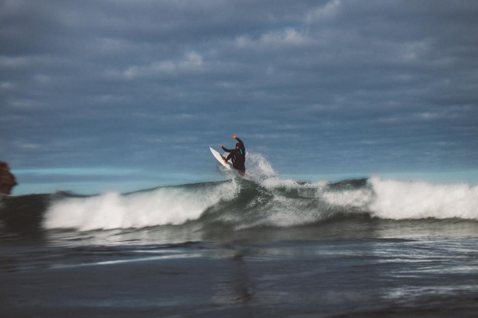 Free Stock Photo of Man Riding Wave on Surfboard | Download Free Images ...