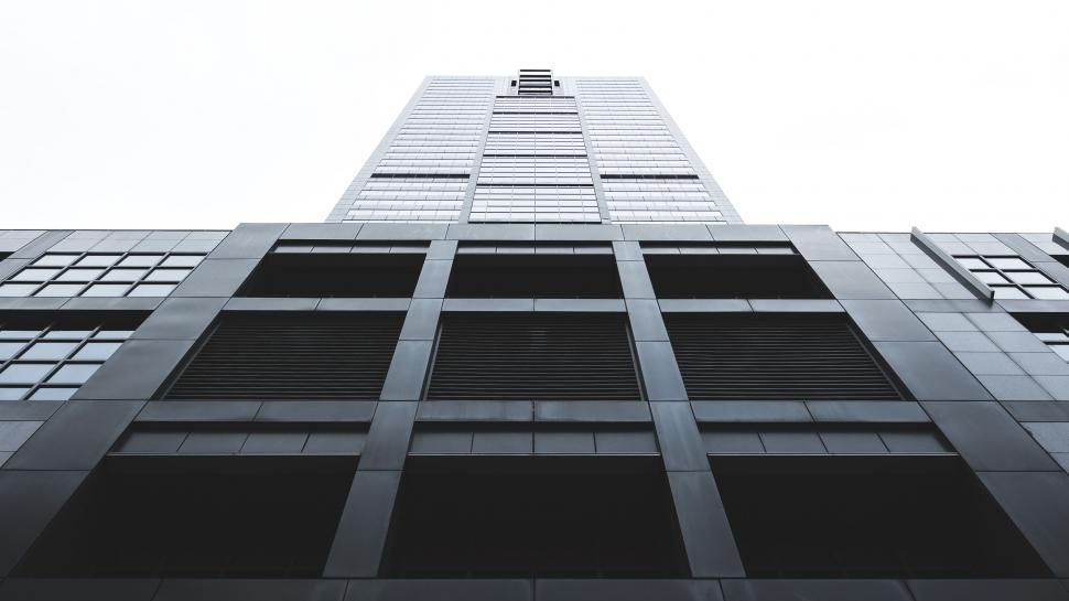 Free Stock Photo of Tall Black and White Building in Urban Landscape ...