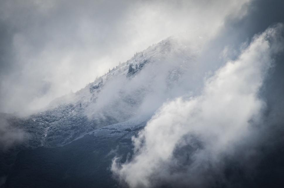 Free Stock Photo of Towering Mountain Shrouded in Clouds | Download Free Images and Free ...