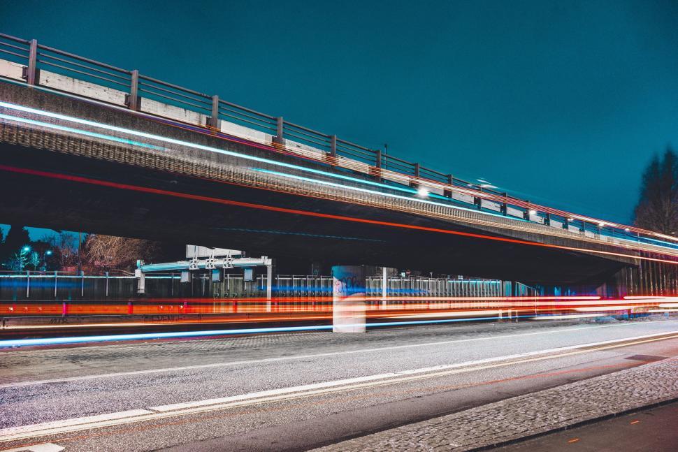 Free Stock Photo of Train Crossing Bridge in Long Exposure | Download ...