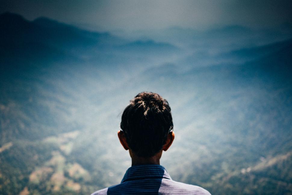 Free Stock Photo of Man Gazing at Mountain Range | Download Free Images ...