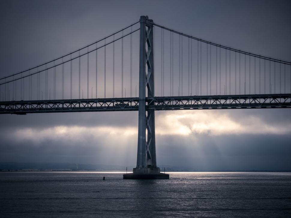 Free Stock Photo of Large Bridge Spanning Over a Large Body of Water ...
