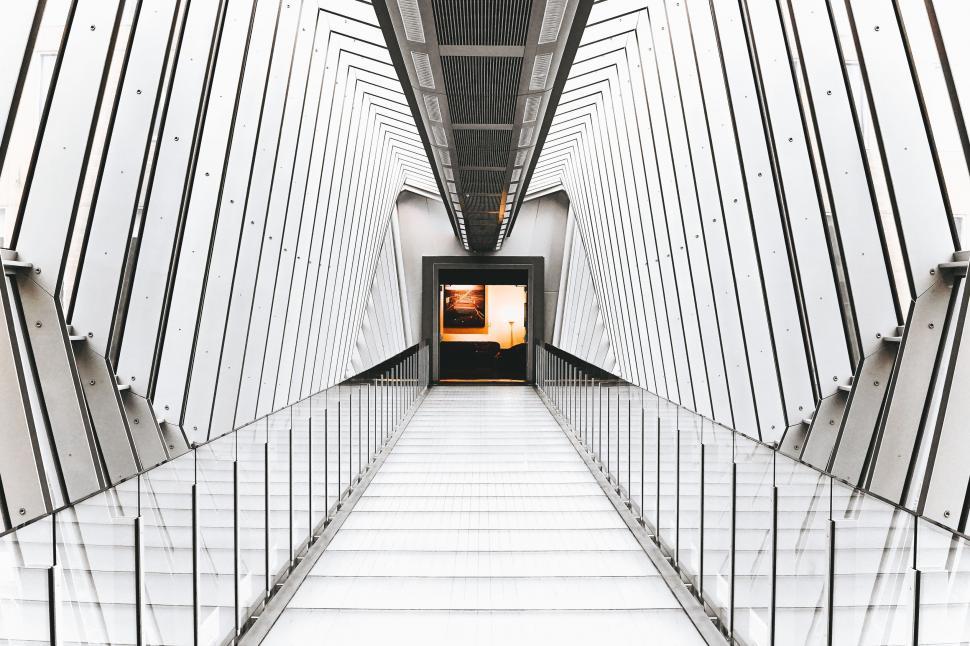 Free Stock Photo of Long Hallway With Stairs Leading to Door | Download ...