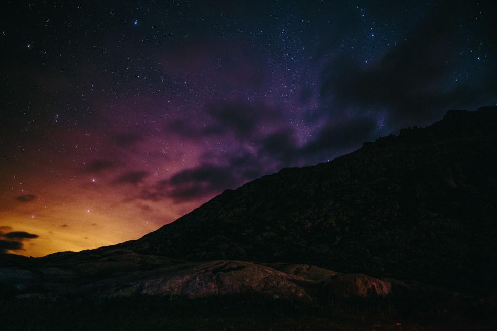 Free Stock Photo of Night Sky and Mountain Landscape | Download Free ...